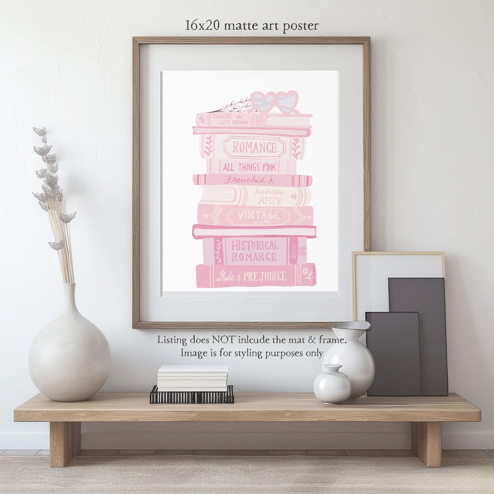 Cherry Blossoms and Stacked Books Matte Vertical Poster, Book Lover ...
