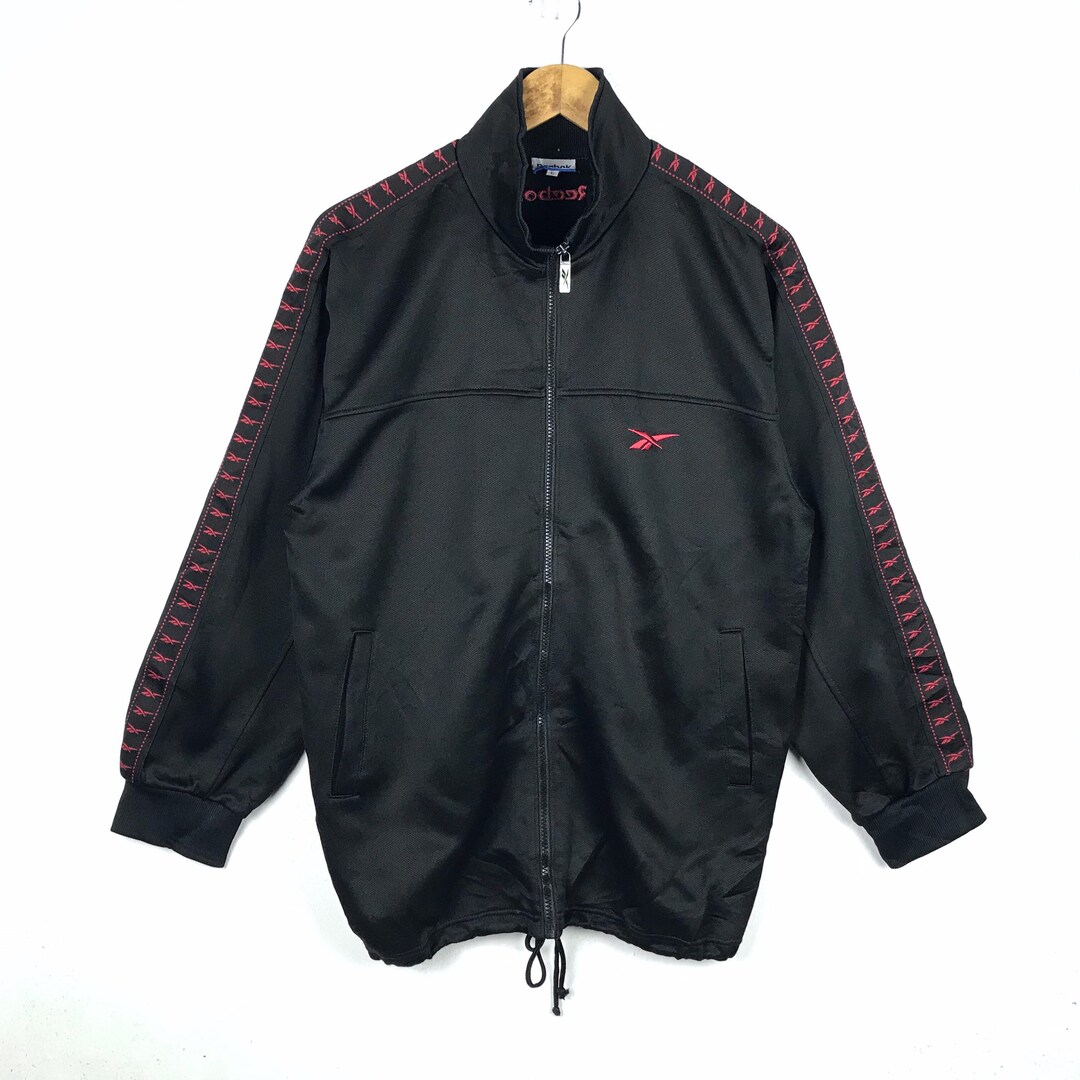 RARE Vintage Reebok Jacket Large Size Reebok Trainer Stripe Tape Full ...