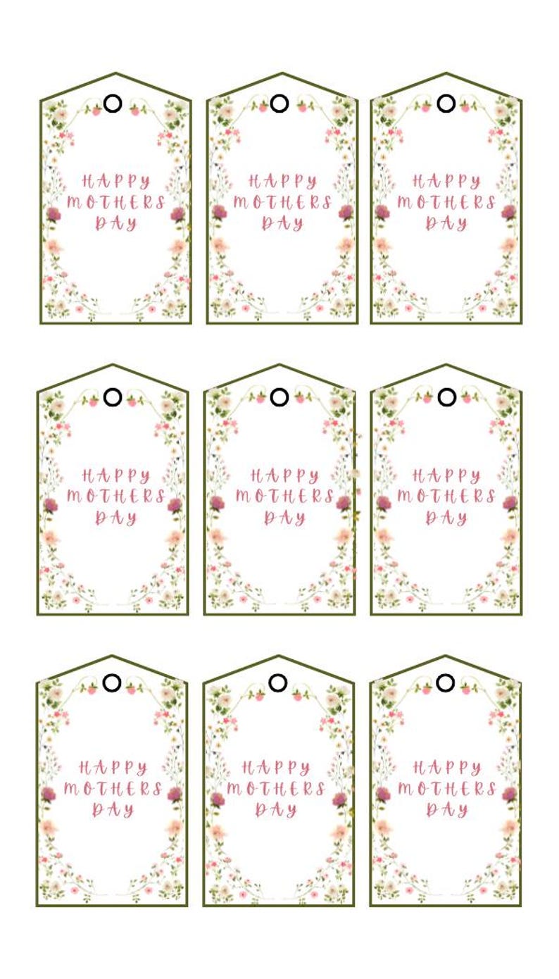 Floral Mother's Day Gift Tags – Printable Bouquet & Basket Labels ...