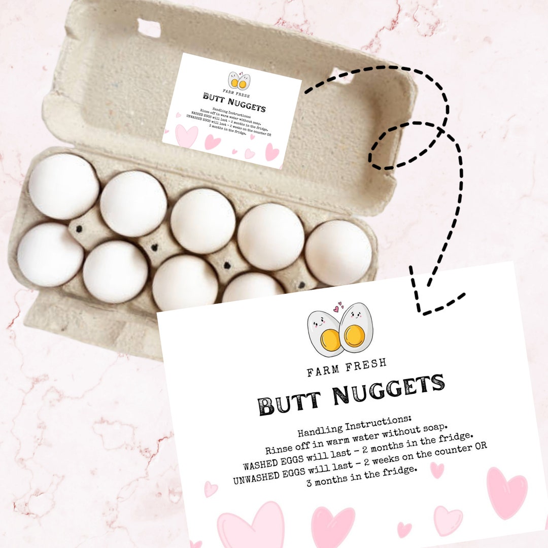 EGG HANDLING Instruction Card, Hearts, Fresh Egg Care, Egg Carton Label ...