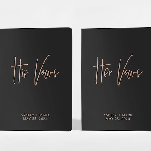 Personalized Vow Books Set of 2 Her Vows His Vows Monogram - Etsy