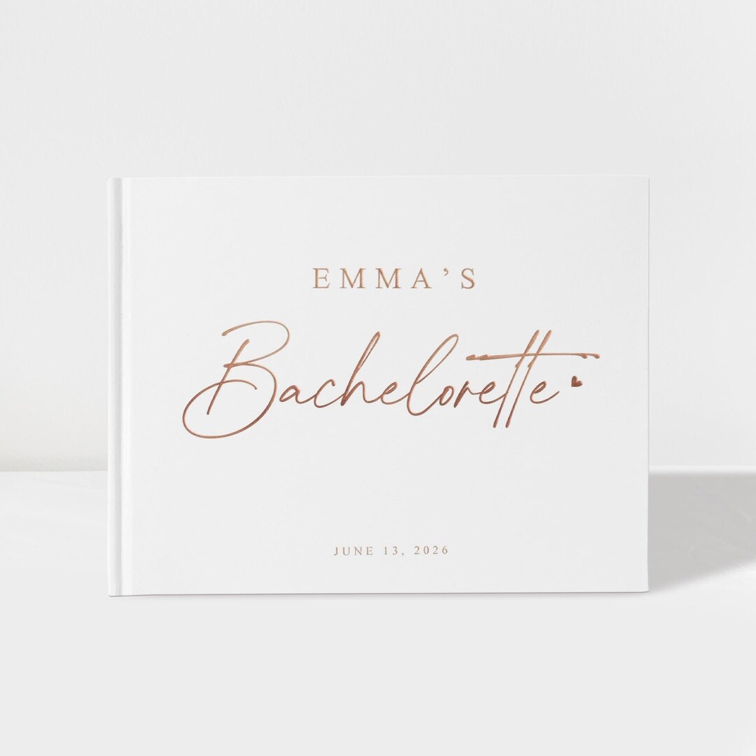 Bachelorette Party Guest Book | White and Rose Gold | From Miss to Mrs ...