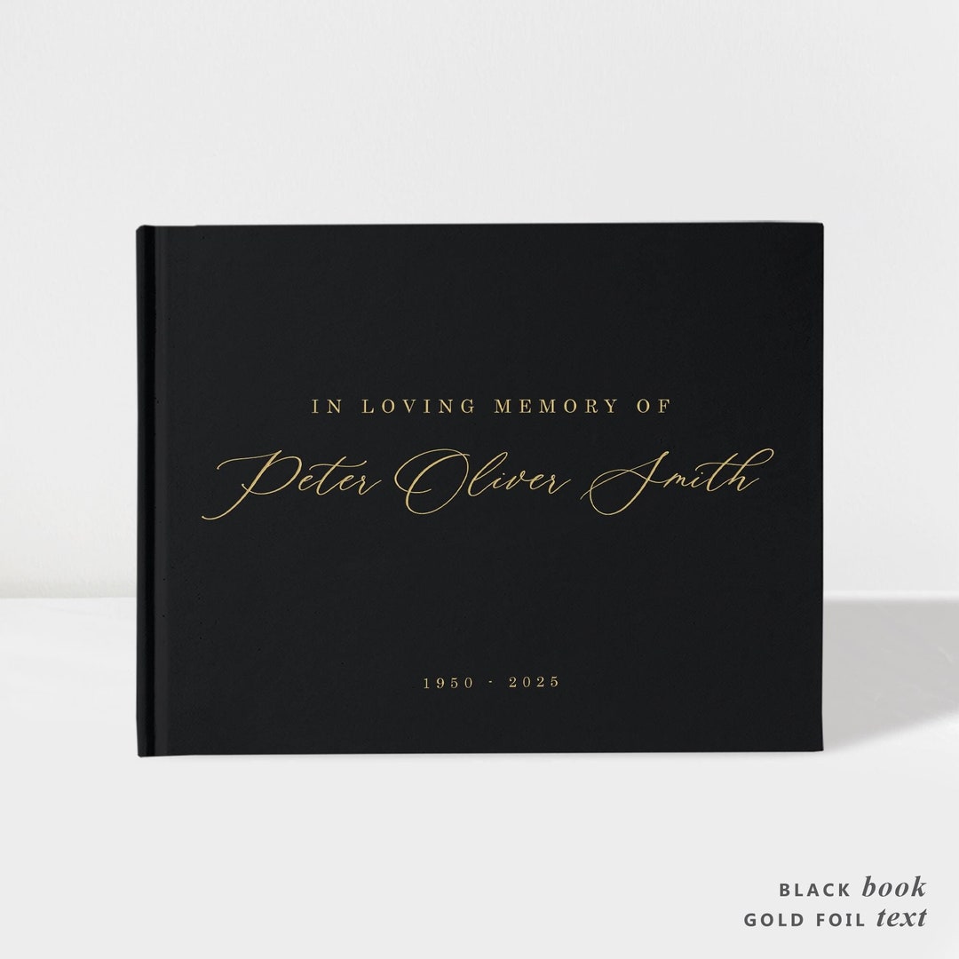 Personalized Memorial Guest Book, Celebration of Life Keepsake, Black ...