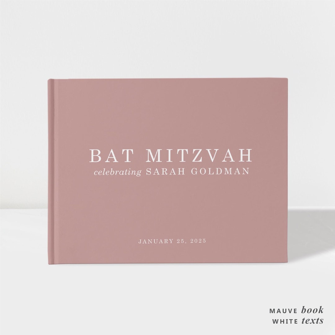 Pink Bat Mitzvah Guest Book | Bar Mitzvah Sign in Book | Mauve and ...