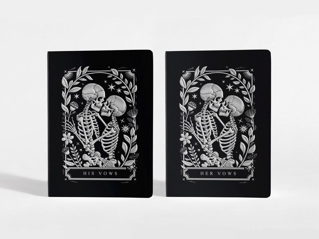 Till Death Do Us Part Vow Books – Gothic Skeleton Wedding Vows Set, His ...