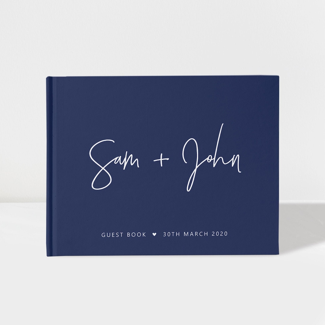 Wedding Guest Book | Navy Blue and White | 50 Sheets of Paper | Color ...