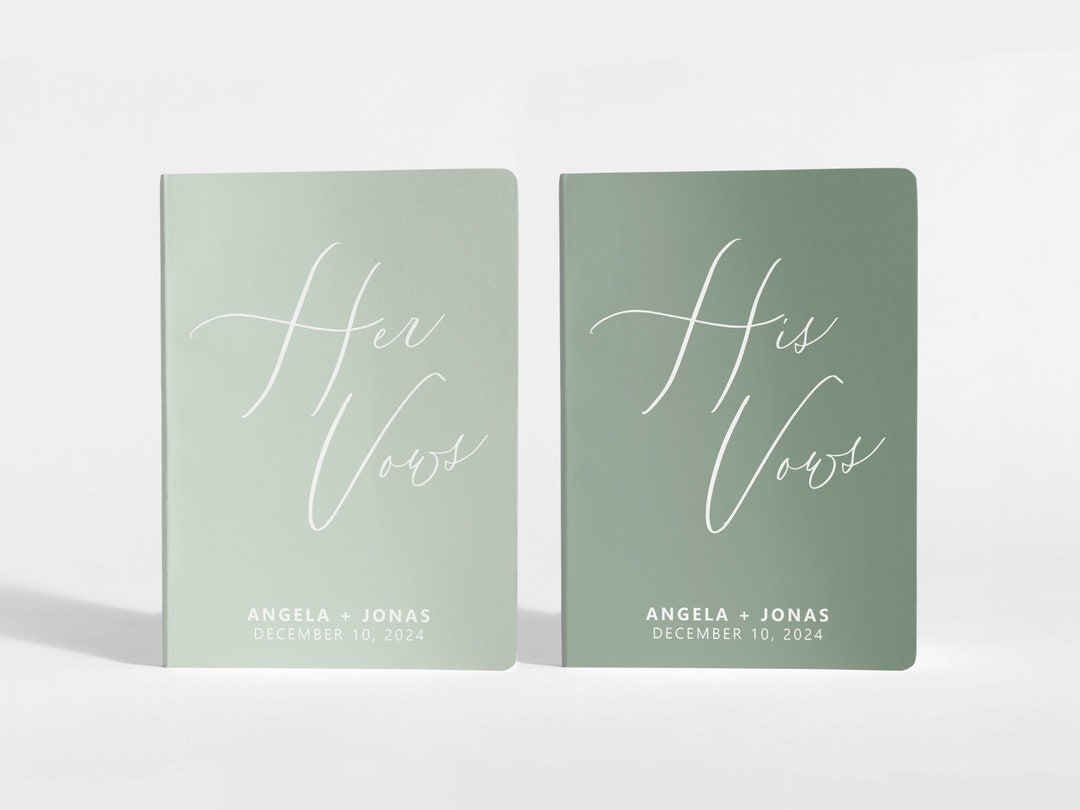 Vow Books Set of 2 | Her Vows His Vows | Sage and Mint | Color Choices ...