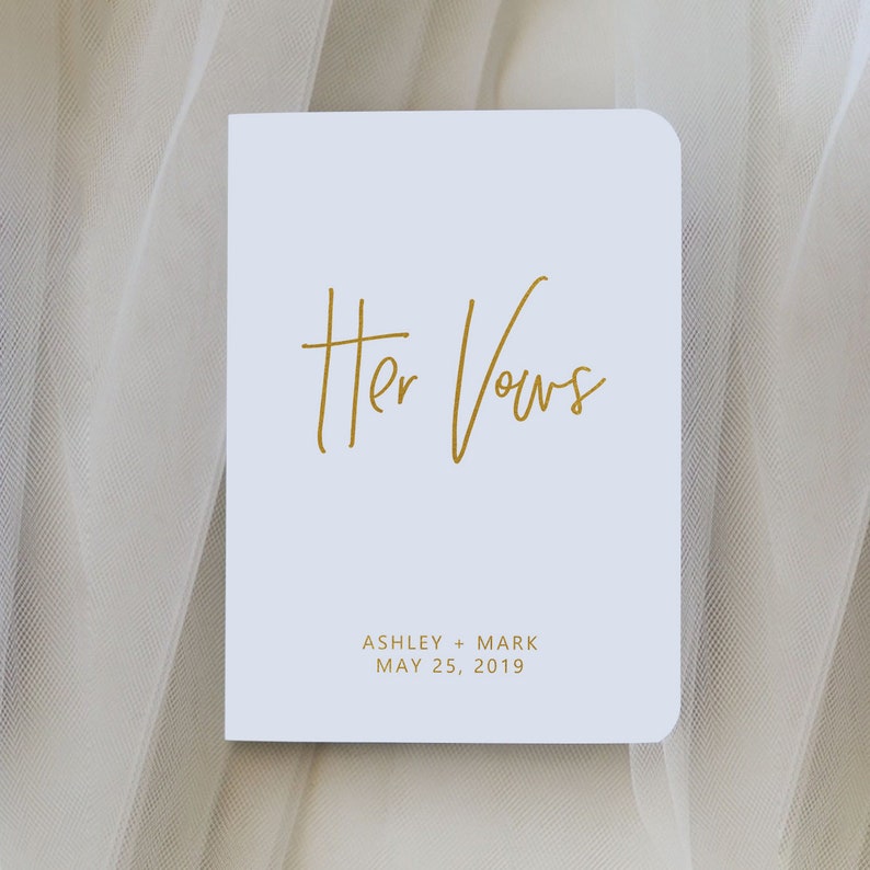 Vow Books Set of 2 Her Vows His Vows White and Gold - Etsy