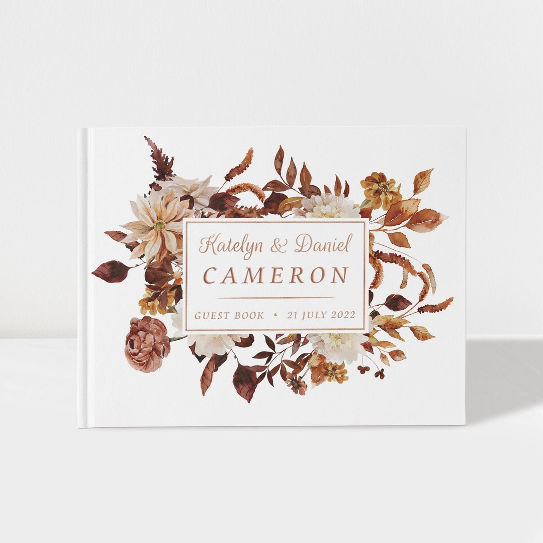 Elegant Fall Wedding Guest Book With Terracotta & Rose Gold Accents ...