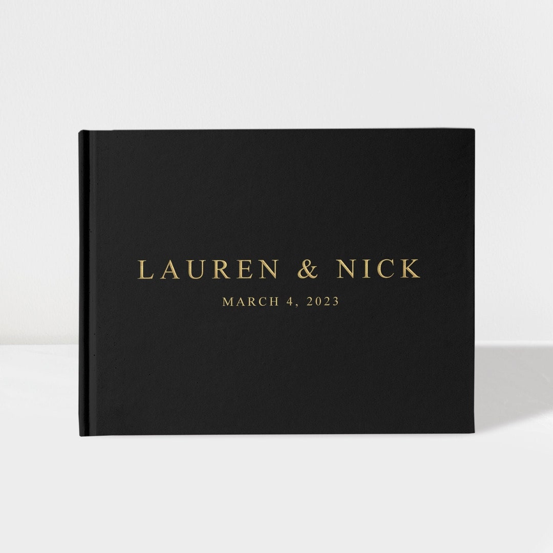Black and Gold Wedding Guest Book | Customizable Memory Album | 50 ...