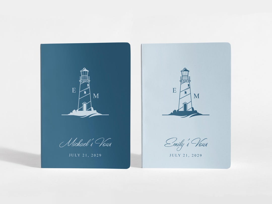 Personalized Lighthouse Vow Books Set, Nautical Wedding Ceremony ...