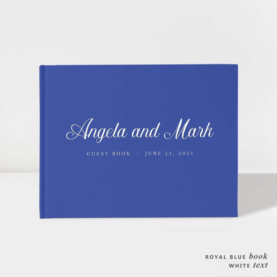 Royal Blue Wedding Guest Book Personalized | Elegant Guest Sign in ...