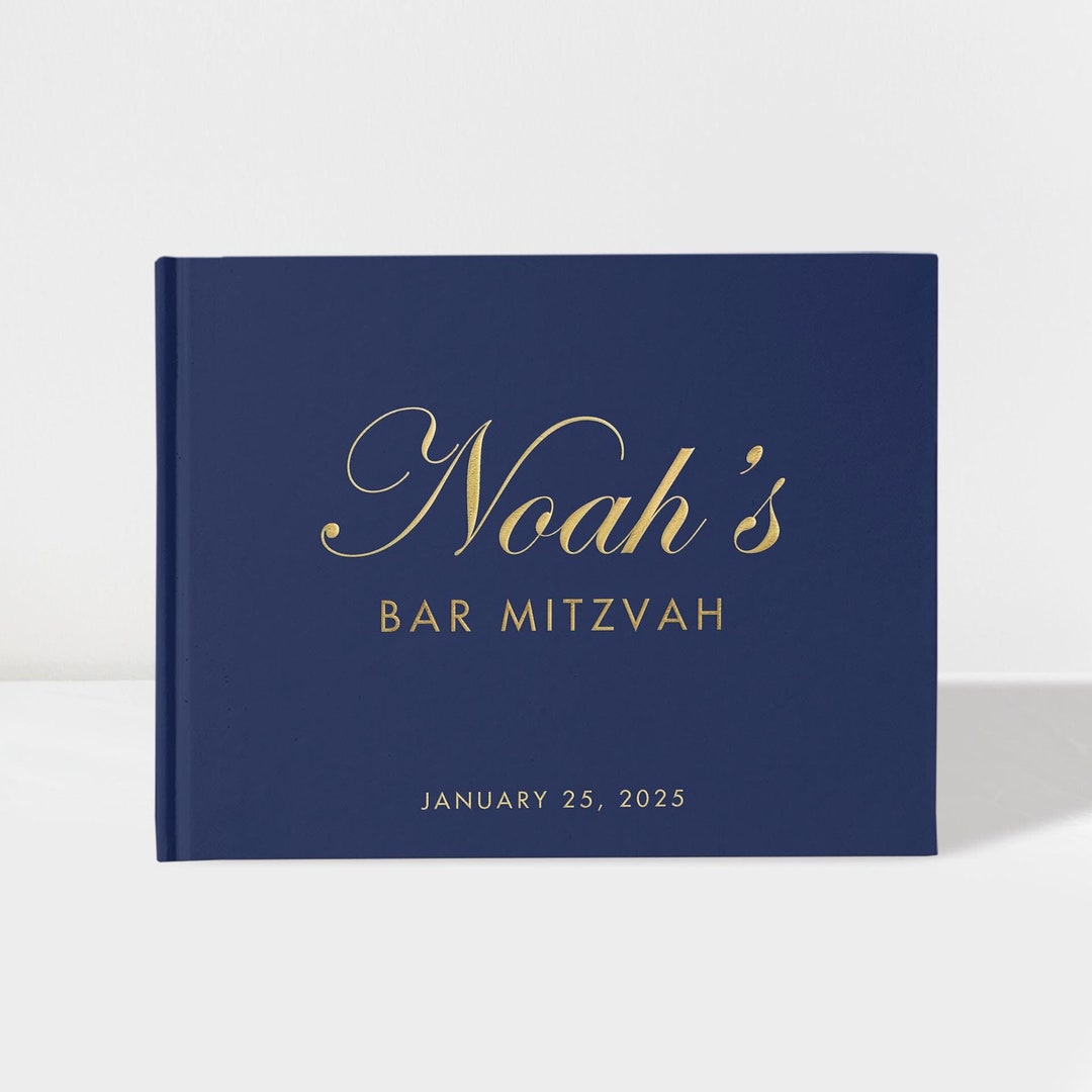 Bar Mitzvah Guest Book Bat Mitzvah Sign in Book Navy and - Etsy
