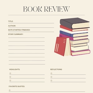 Digital Book Review Sheet - Etsy