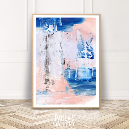 Pink and Blue Modern Abstract Printable Wall Art for Instant - Etsy