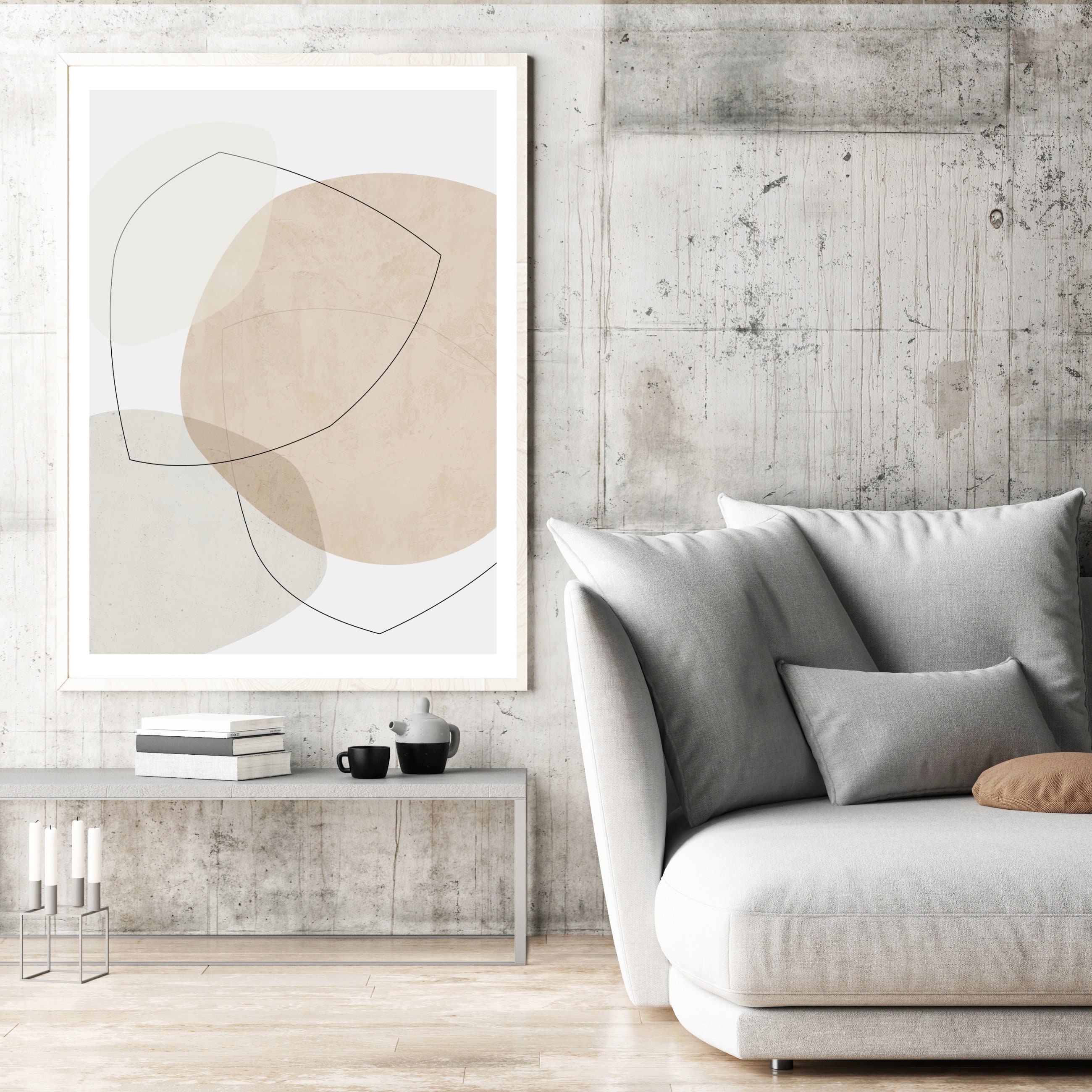 Gray Abstract Print, Contemporary Wall Art, Abstract Geometric Poster ...