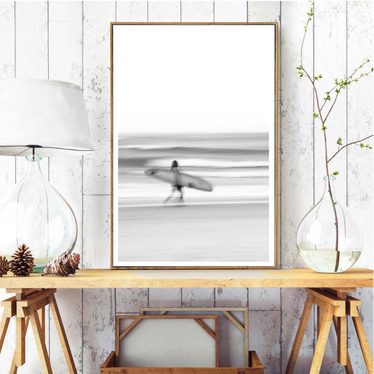 Longboard Surf Print Ocean Surfer Photography Wall Art Black - Etsy