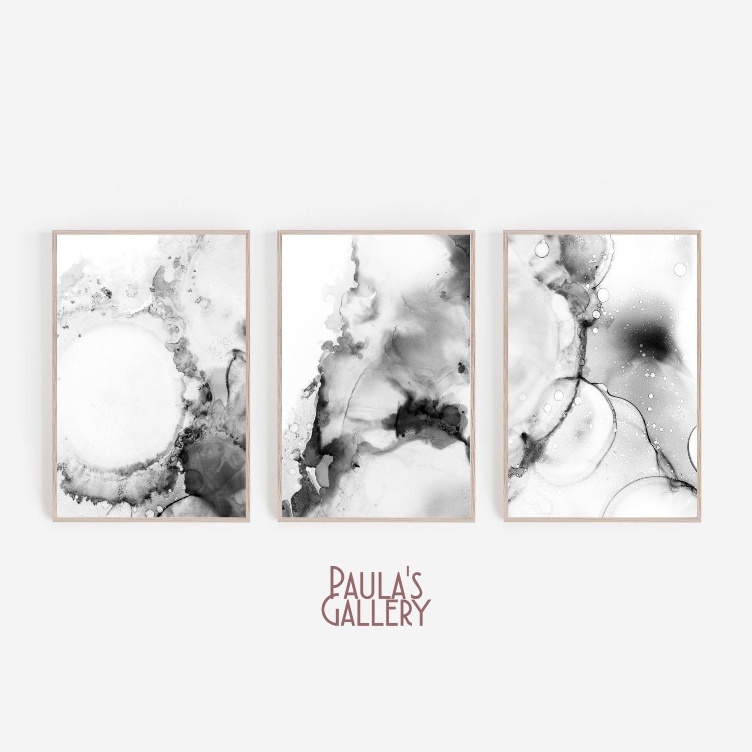 Set of 3 Abstract Ink Painting Set of Three Alcohol Ink Wall | Etsy