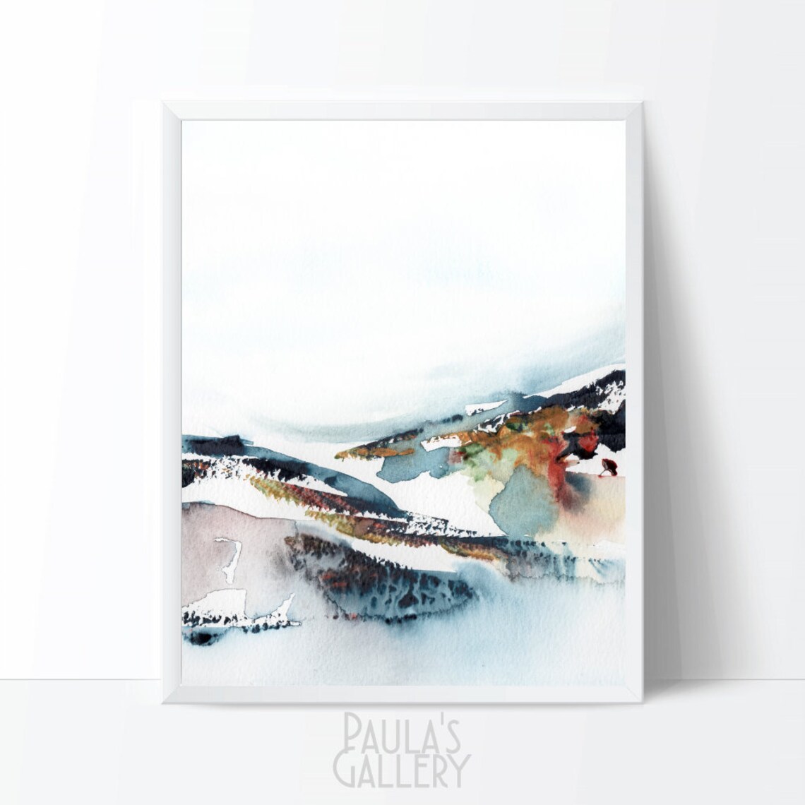 Blue Watercolor Print Mountain Landscape Watercolor Painting - Etsy