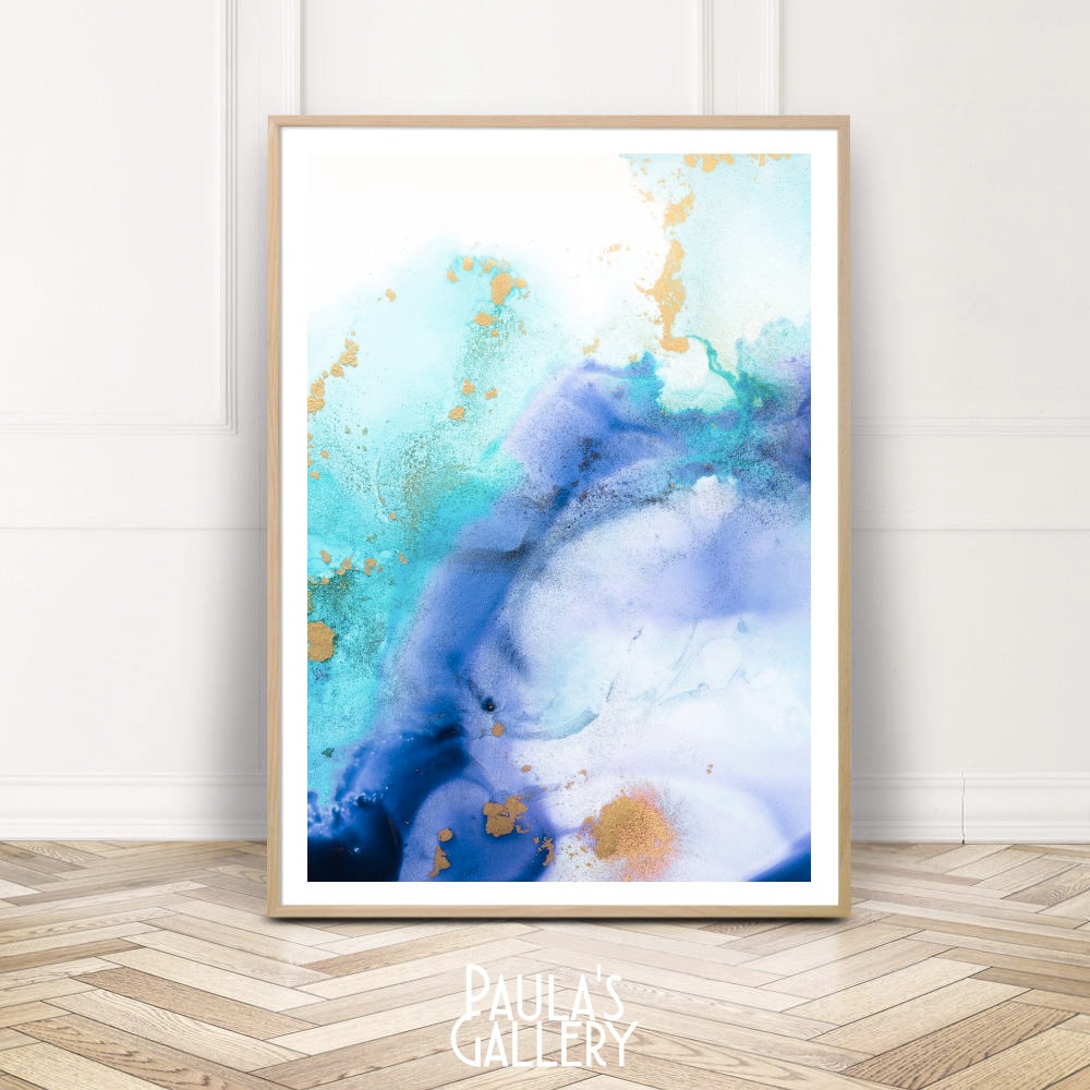 Alcohol Ink Art Blue Alcohol Ink Print Blue Watercolor | Etsy