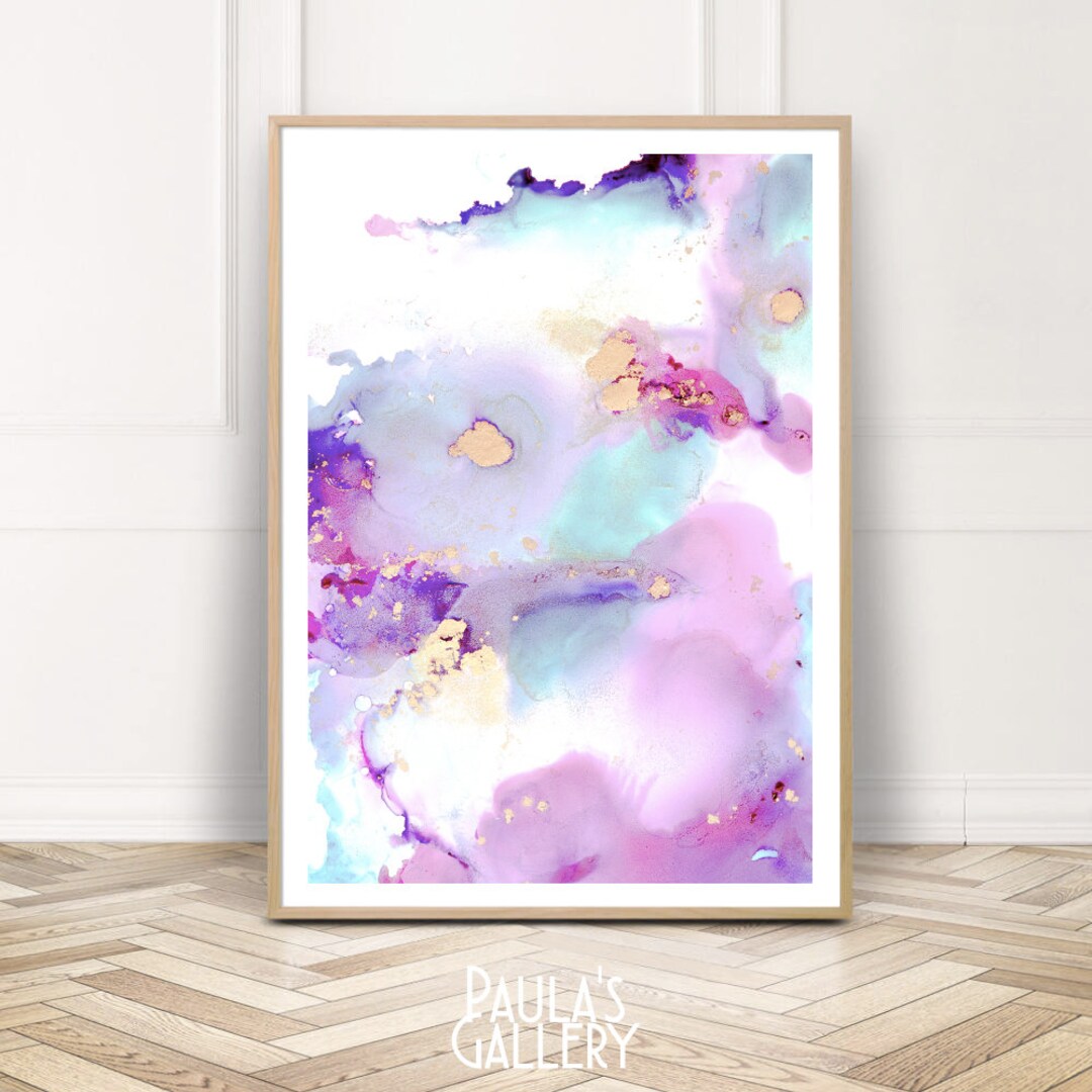 Blush Abstract Painting, Pink Violet Ink Print, Abstract Ink Wall Art ...