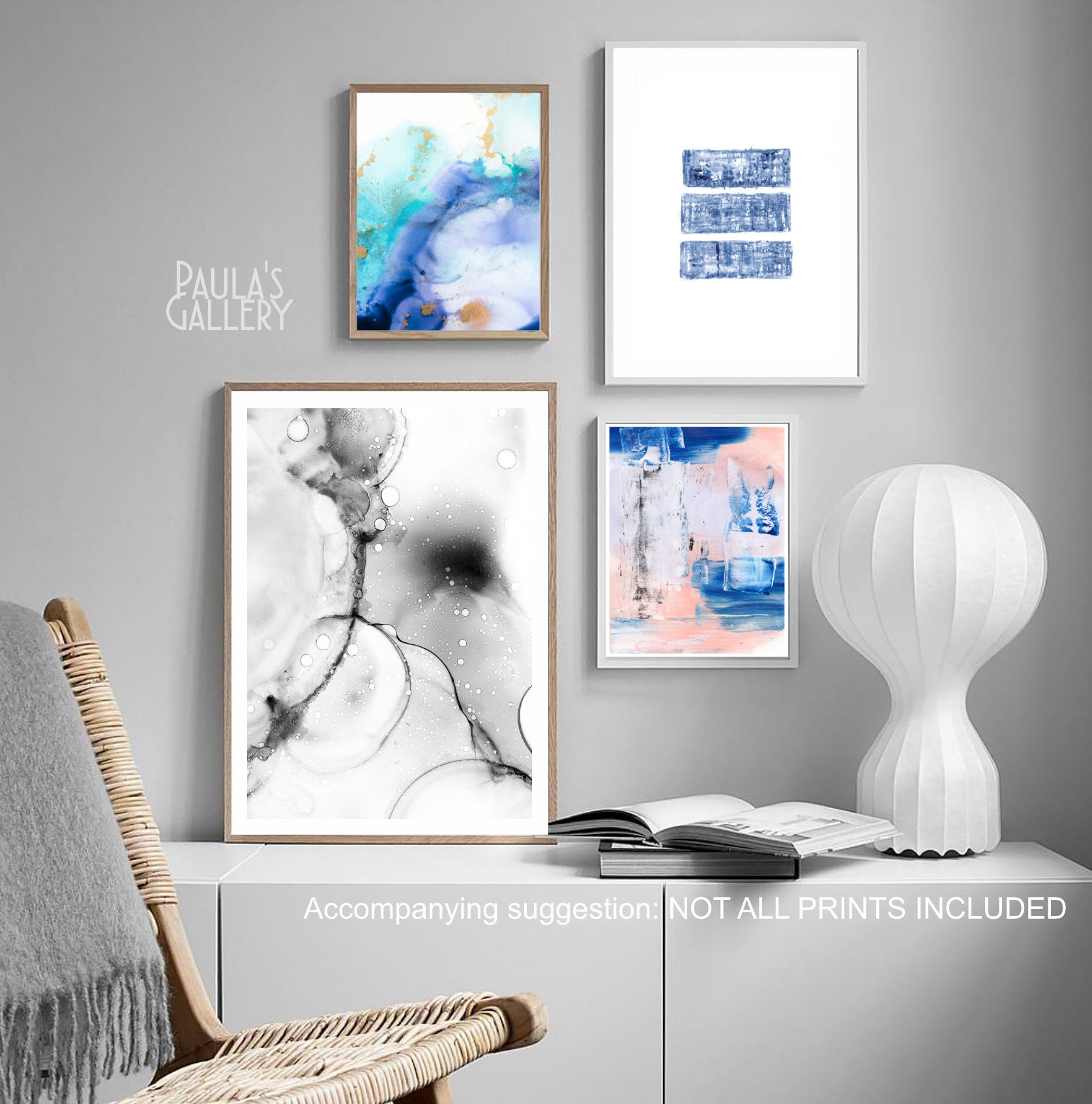 Black White Alcohol Ink Print, Abstract Painting Printable Wall Art ...