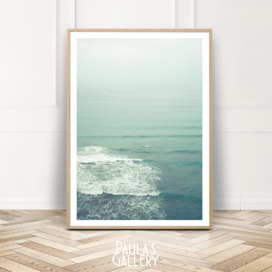 Green Ocean Print, Relaxing Sea Poster, Coastal Wall Art, Printable ...