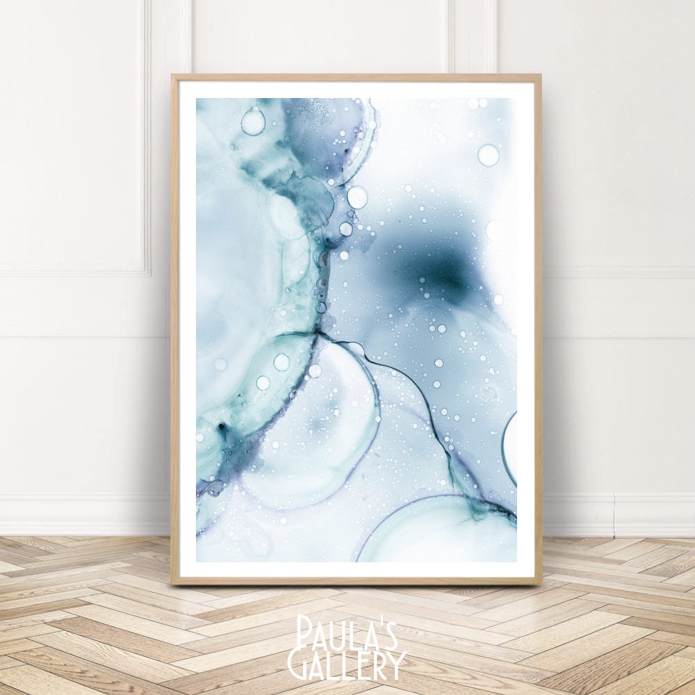 Alcohol Ink Blue Painting Contemporary Painting Wall Art - Etsy