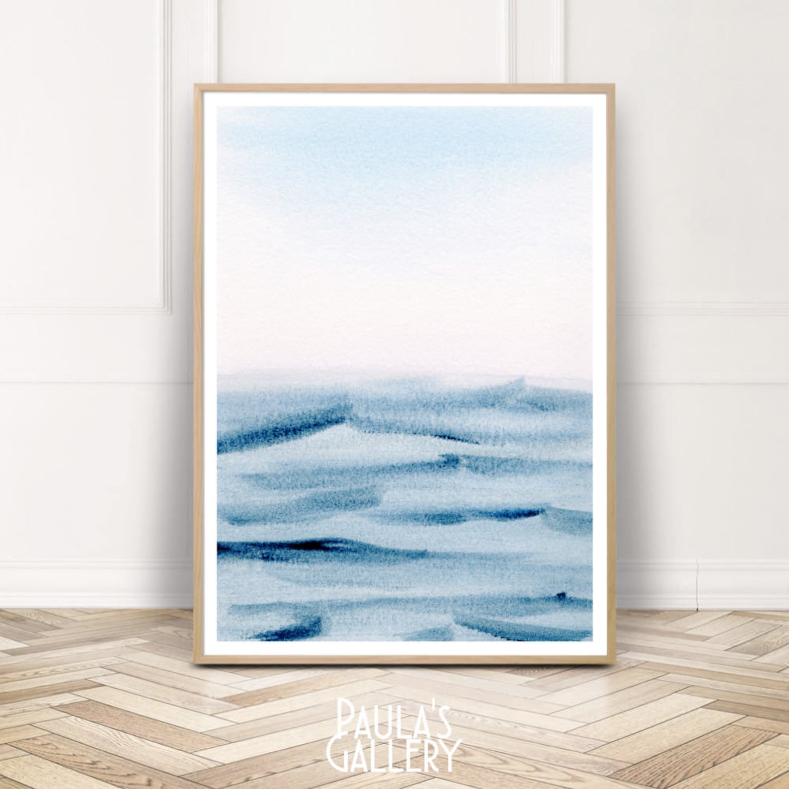 Blue Ocean Watercolor Print Wall Art Abstract Watercolour | Etsy