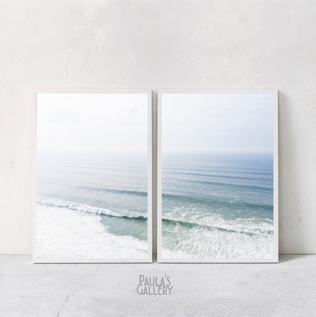 Set of 2 Ocean Prints, Set of Two Beach Coastal Wall Art, Printable ...