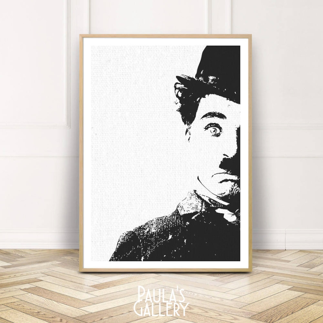 Charlie Chaplin Print Poster, Celebrity Wall Art, Funny Black White ...