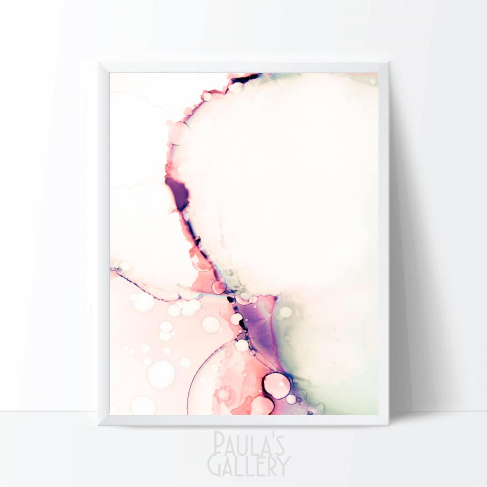Alcohol Ink Art, Alcohol Ink Print, Abstract Wall Art, Pink White ...