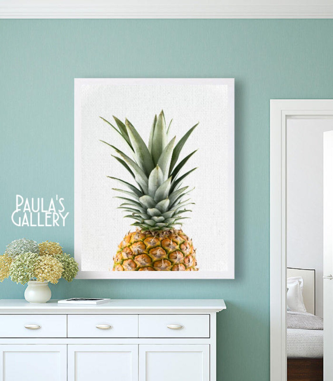 Pineapple Print Pineapple Wall Art Tropical Poster Large - Etsy