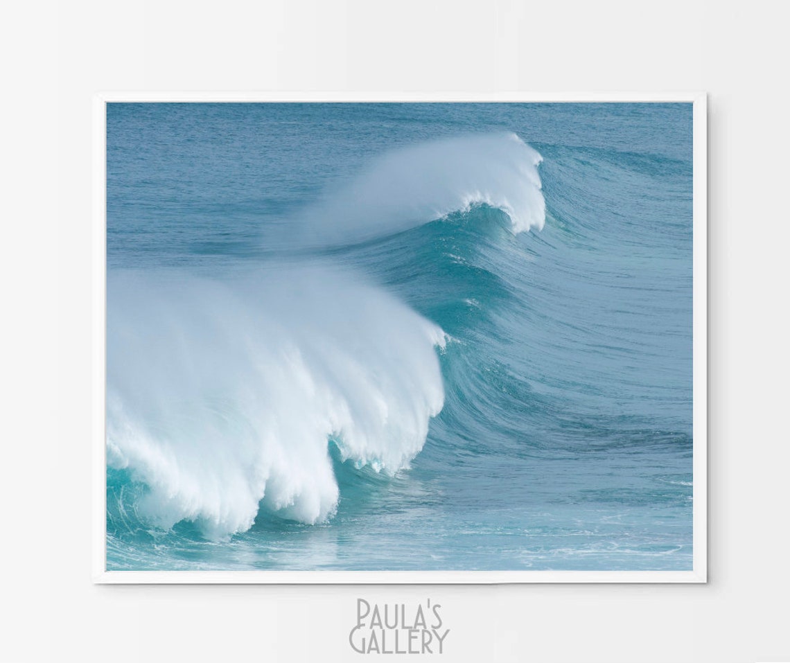 Blue Waves Print, Ocean Printable Wall Art, Crashing Waves Poster ...