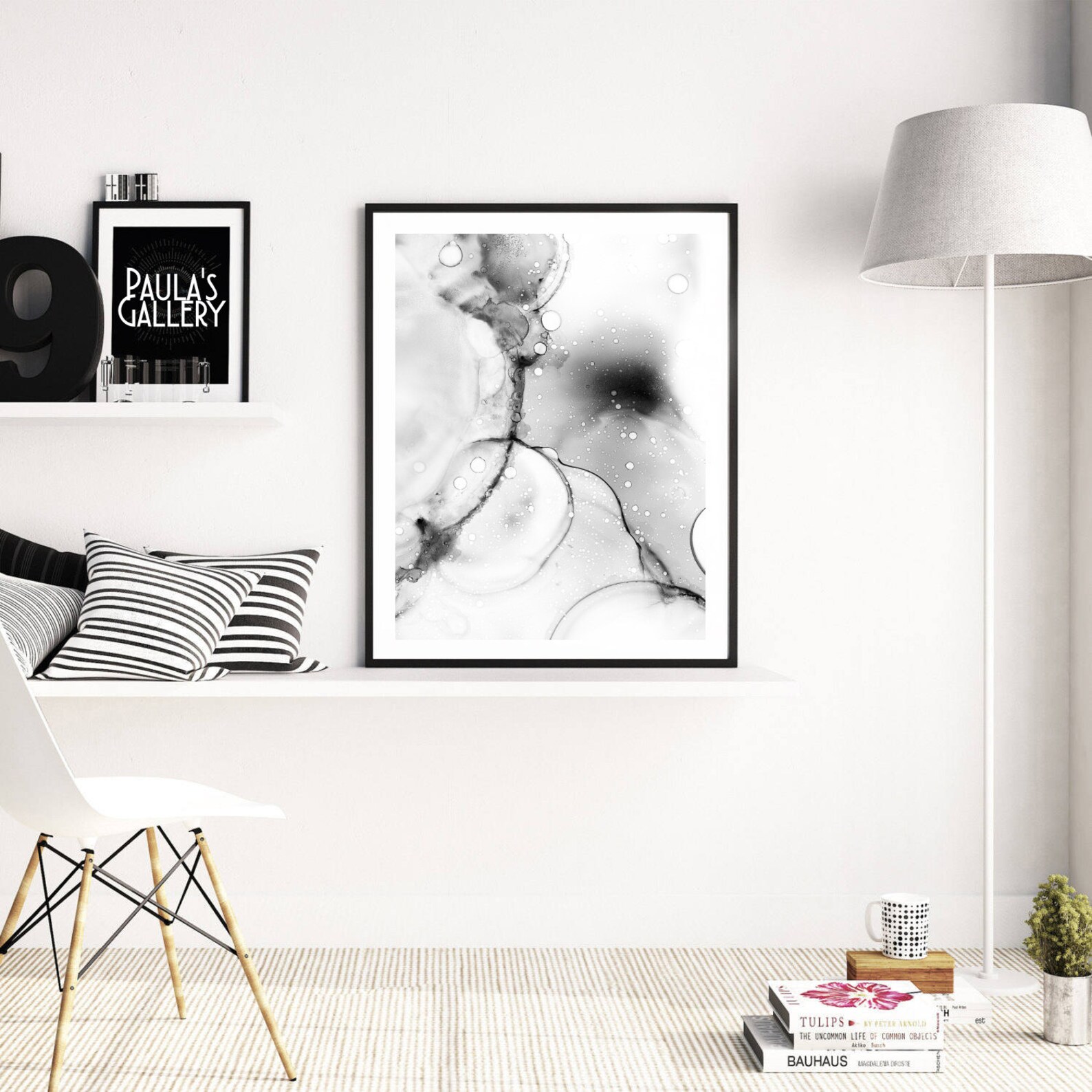 Black White Alcohol Ink Print Abstract Painting Printable | Etsy