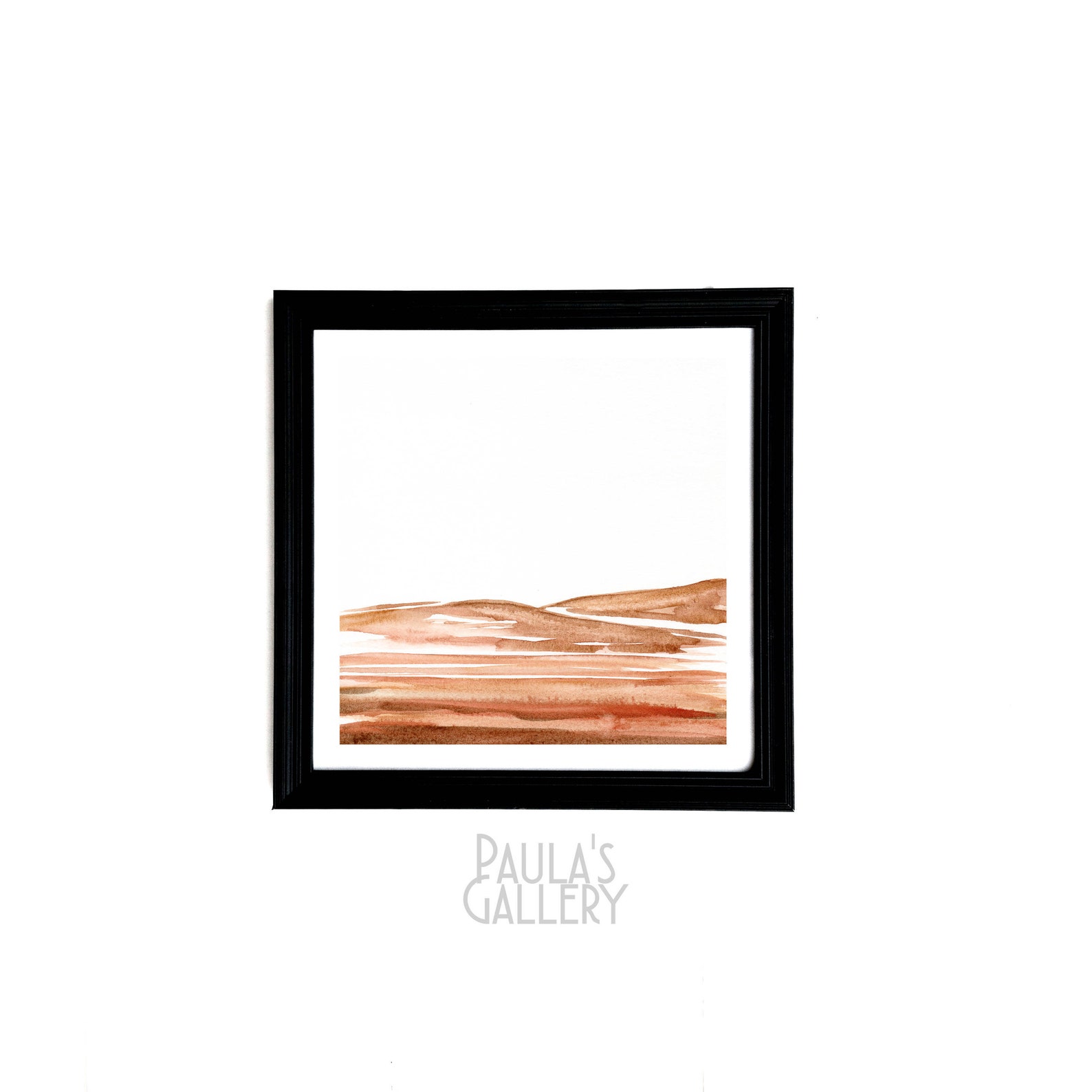 Watercolor Landscape Burnt Orange Print, Mountain Painting Wall Art ...