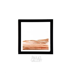Watercolor Landscape Burnt Orange Print, Mountain Painting Wall Art ...
