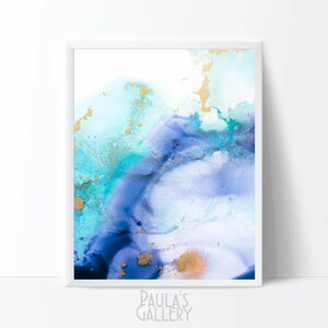 Alcohol Ink Art, Blue Alcohol Ink Print, Blue Watercolor Digital Prints ...