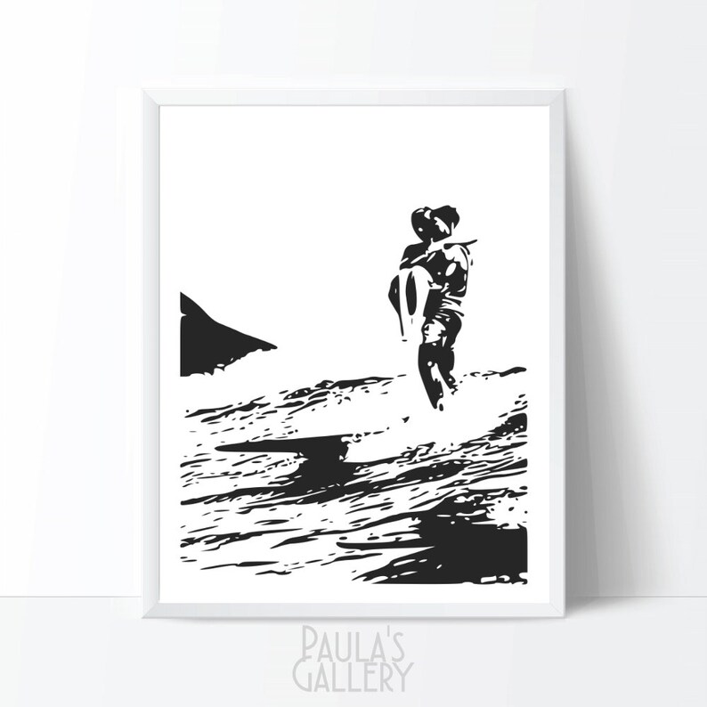 Surf Print Vintage Surf Poster Printable Surf Art Longboard | Etsy