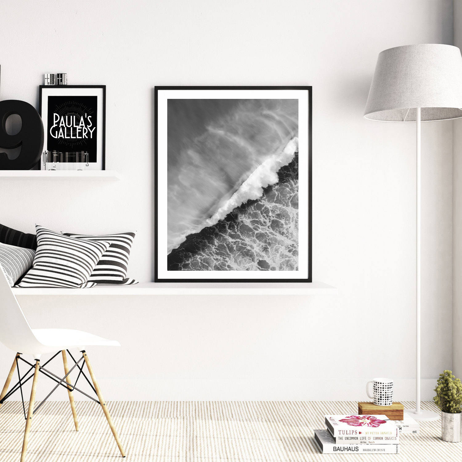 Set of Two Waves Prints Black White Ocean Poster Surf Art | Etsy