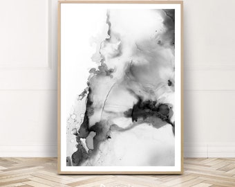Black White Alcohol Ink Print Abstract Painting Printable | Etsy