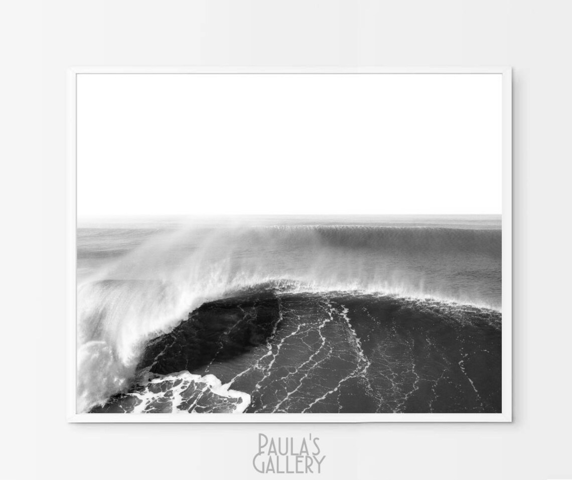 Black White Wave Print Printable Ocean Photography Coastal - Etsy