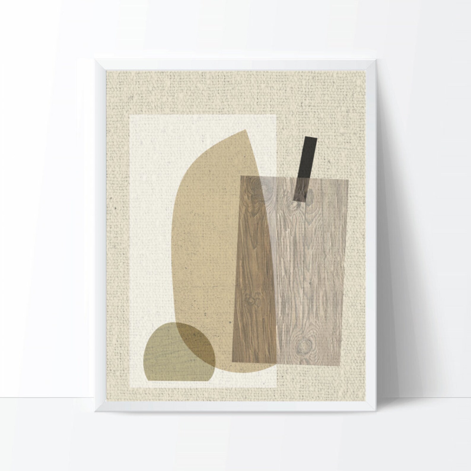 Beige Abstract Shapes Print Mid Century Abstract Wall Art | Etsy