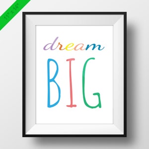 Dream Big • Children's Playroom Printable Poster • Children's Playroom ...