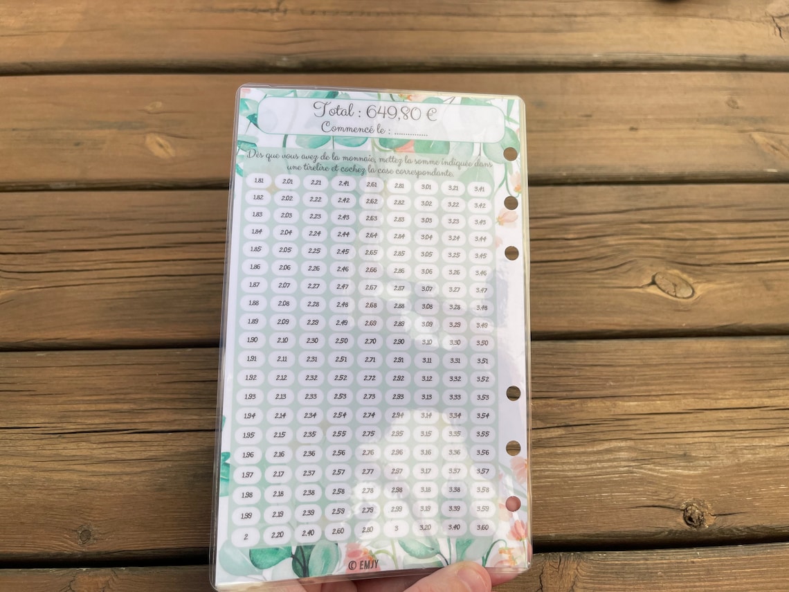 Tracker défi des centimes recto/verso pour classeur budgétaire - Etsy ...