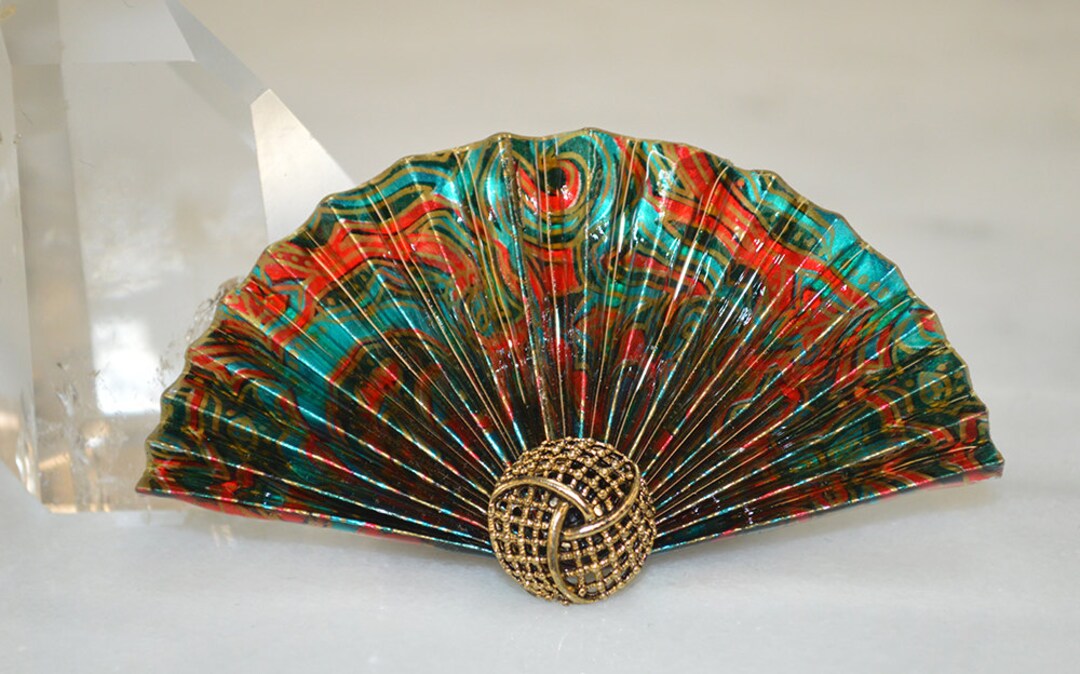 Art Paper Brooch, Fan Brooch, Paper Brooch, Origami Brooch, Paper Pin ...