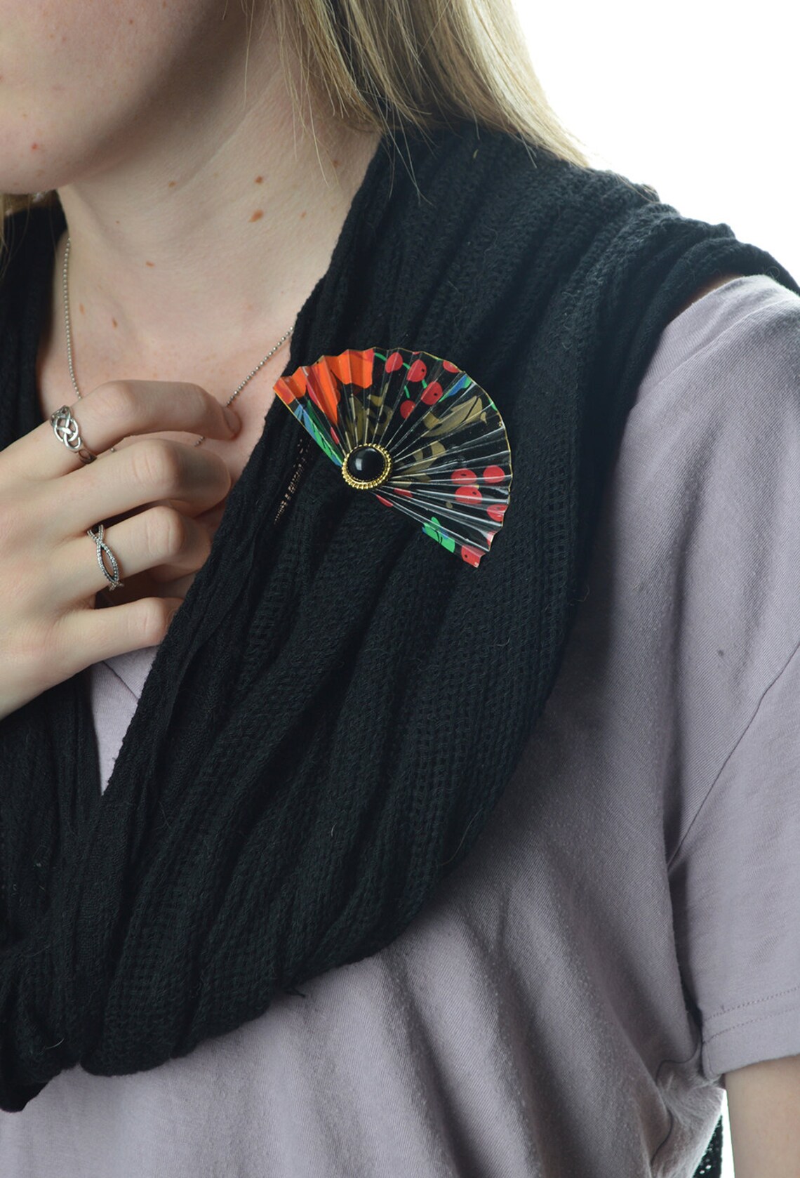 Art Paper Brooch, Fan Brooch, Paper Brooch, Origami Brooch, Paper Pin ...