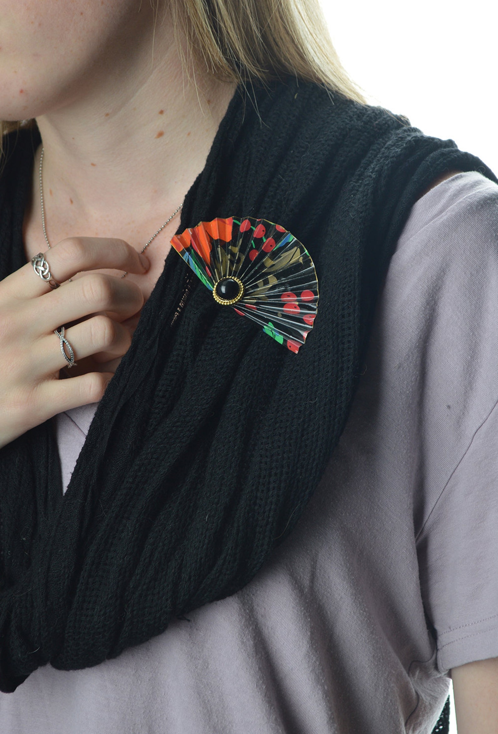 Art Paper Brooch, Fan Brooch, Paper Brooch, Origami Brooch, Paper Pin ...