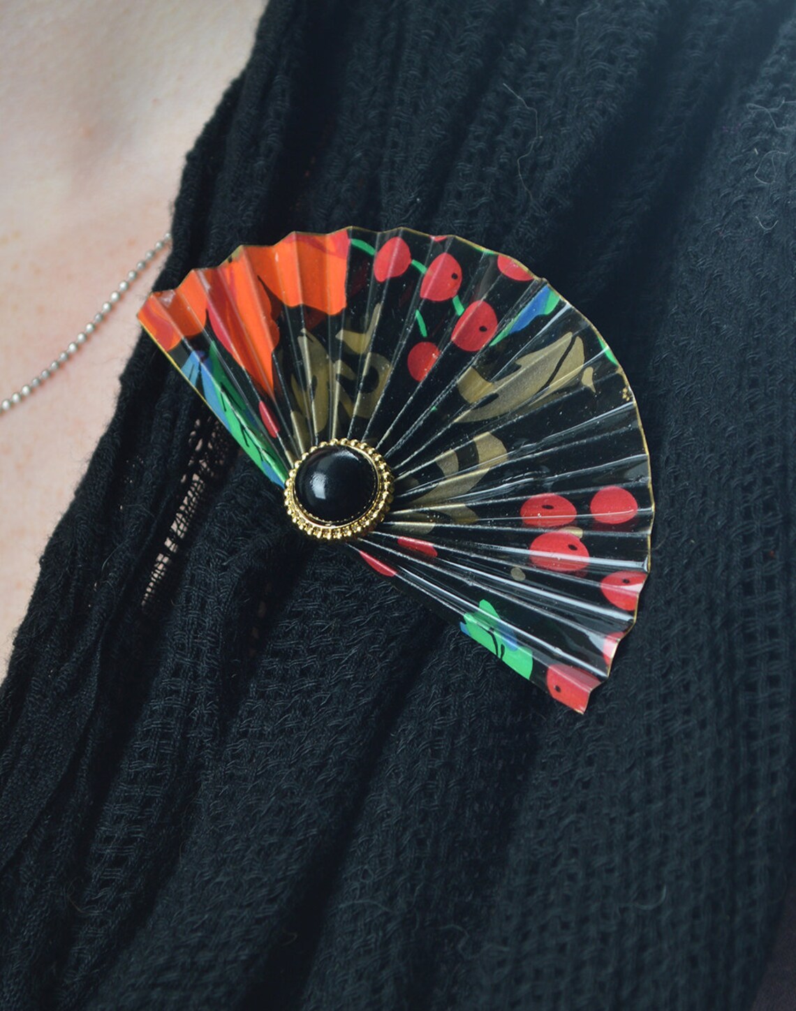 Art Paper Brooch, Fan Brooch, Paper Brooch, Origami Brooch, Paper Pin ...