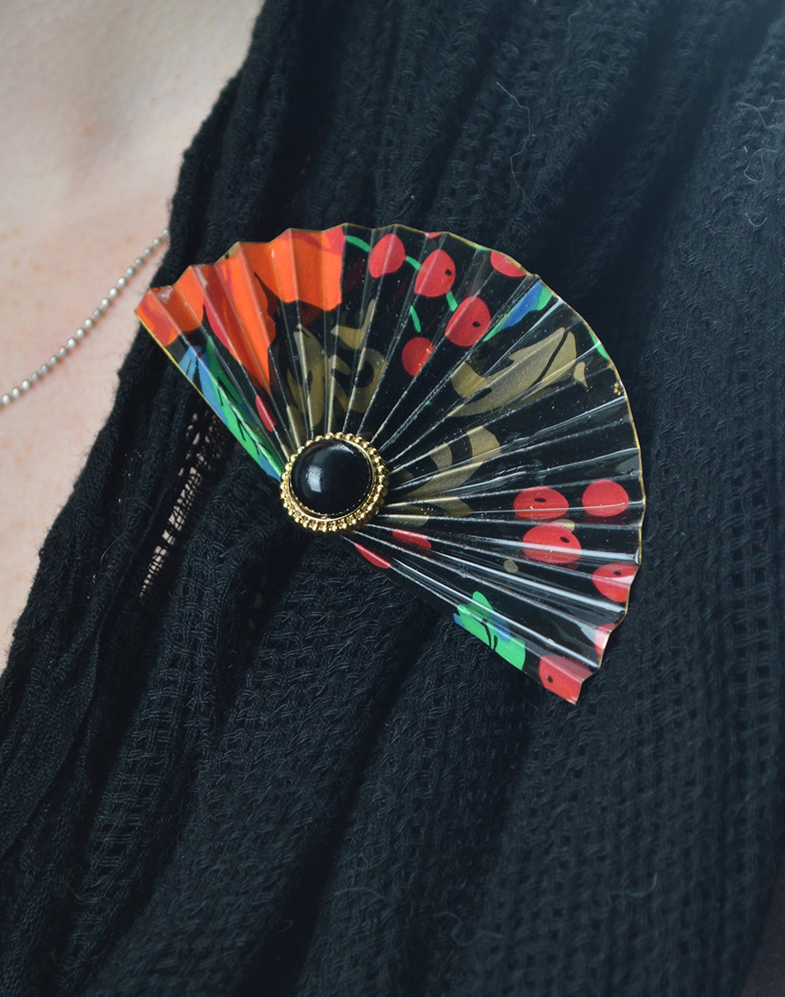 Art Paper Brooch, Fan Brooch, Paper Brooch, Origami Brooch, Paper Pin ...